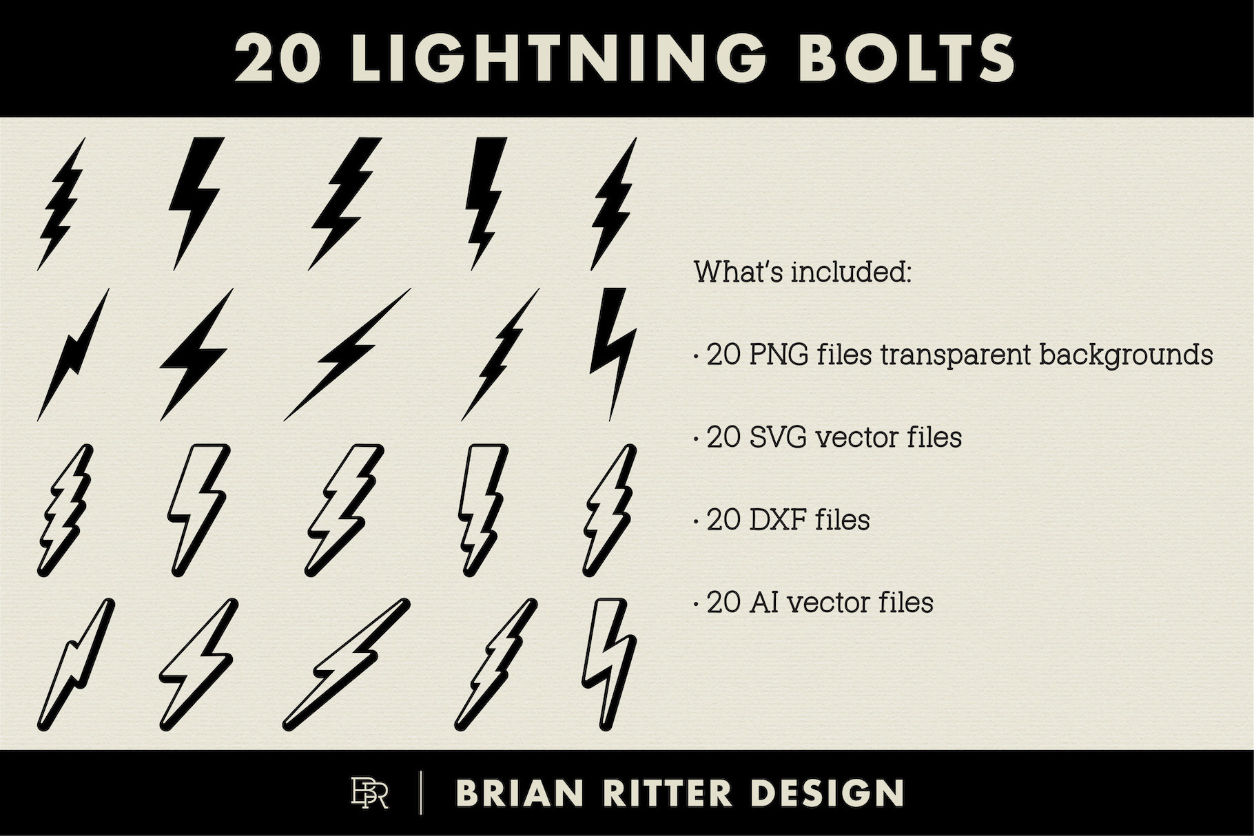 Lightning Bolts | Graphic Objects | Elements | PNG | SVG | DXF ...