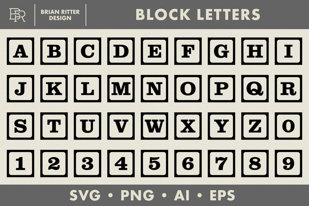 Block Letters and Numbers | PNG | SVG | EPS | Cut Files | Bracelet ...