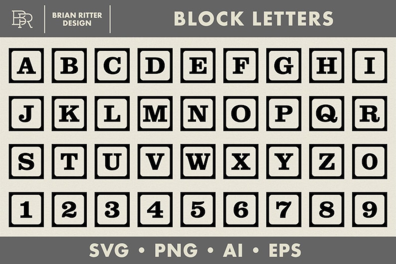 Block Letters and Numbers | PNG | SVG | EPS | Cut Files | Bracelet ...
