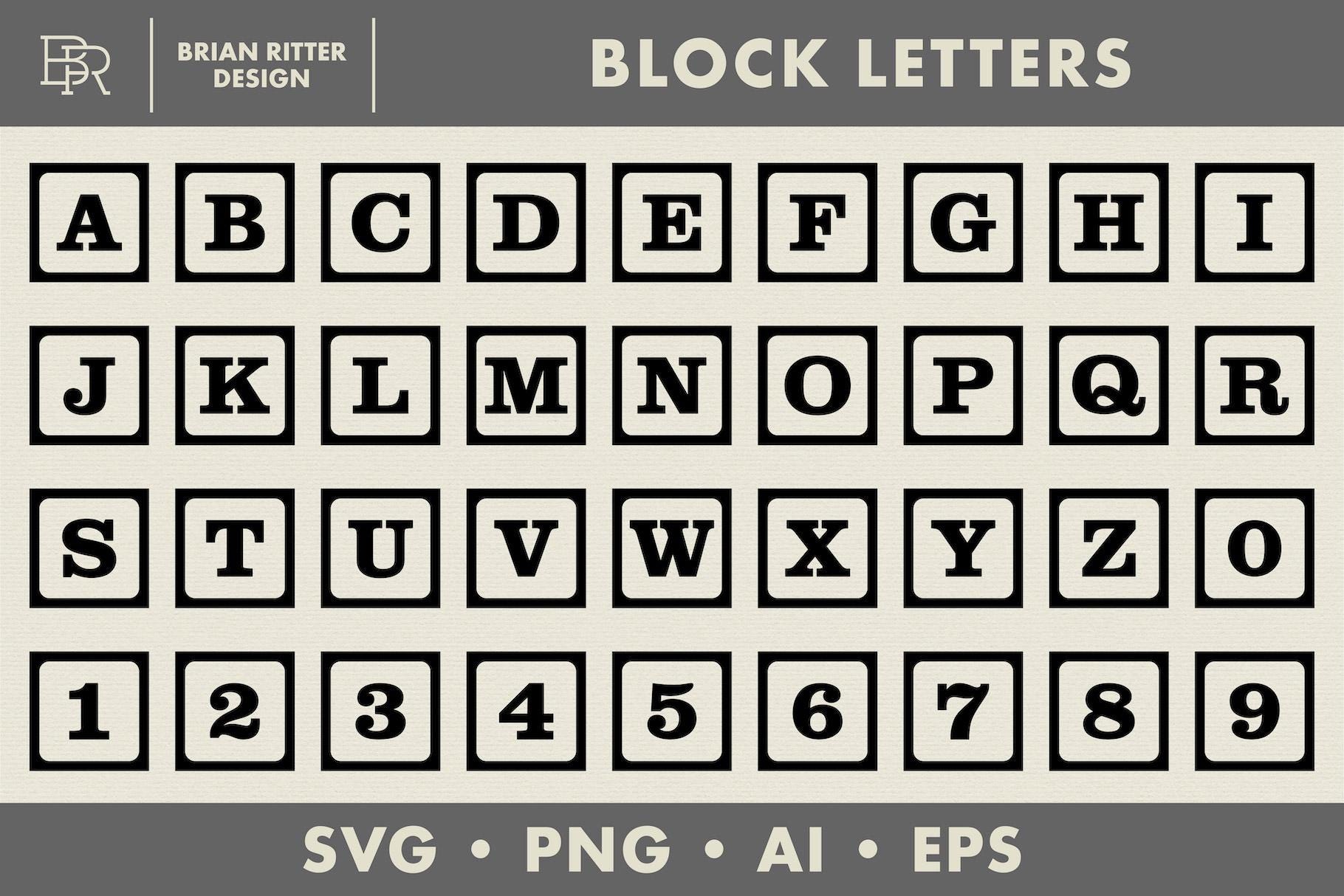 Block Letters and Numbers | PNG | SVG | EPS | Cut Files | Bracelet ...