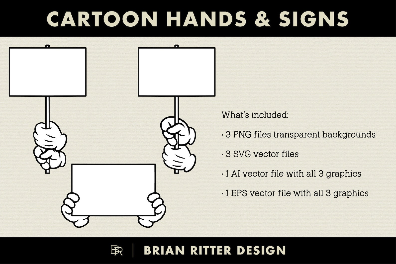 Cartoon Glove Hands and Signs | Comic Hand Gestures | PNG | SVG ...