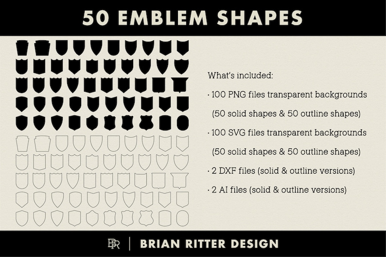 50 Emblem Shapes | Badge | Shield | Crest | PNG | SVG | DXF | Digital ...