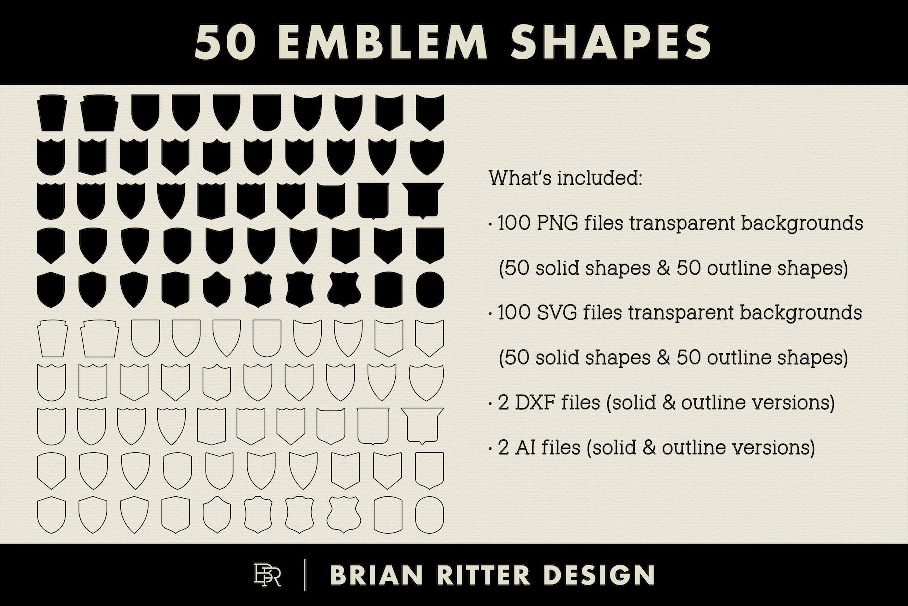 50 Emblem Shapes | Badge | Shield | Crest | PNG | SVG | DXF | Digital ...