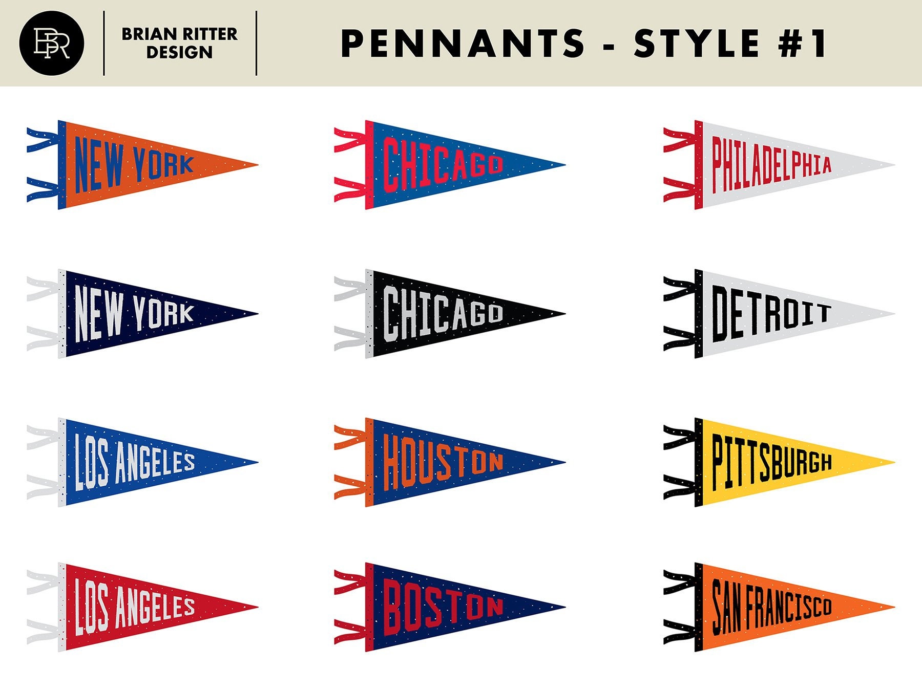 Vintage Pennants With Baseball Vector Elements - Etsy