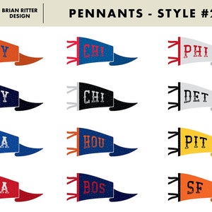 Vintage Pennants With Baseball Vector Elements - Etsy