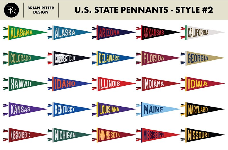 U.S. State Pennants - SVG PNG - Etsy