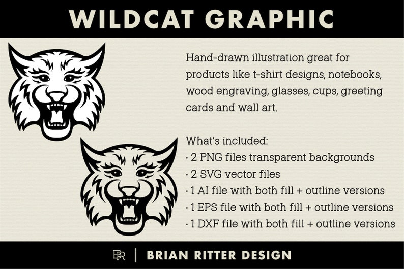 Wildcat | Cat | Graphic | Cut Files | PNG | SVG | DXF | Digital Art ...