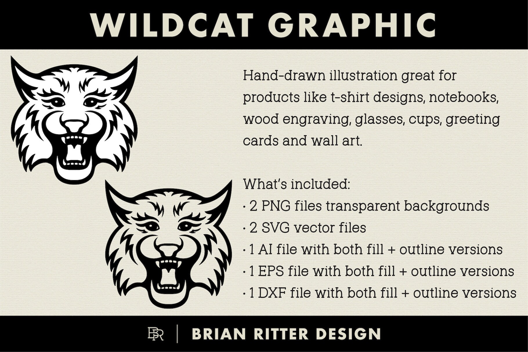 Wildcat Cat Graphic Cut Files PNG SVG DXF Digital Art Printable Art - Etsy