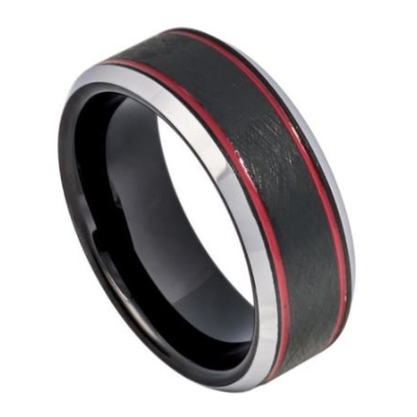 Black and Red Ring - Etsy