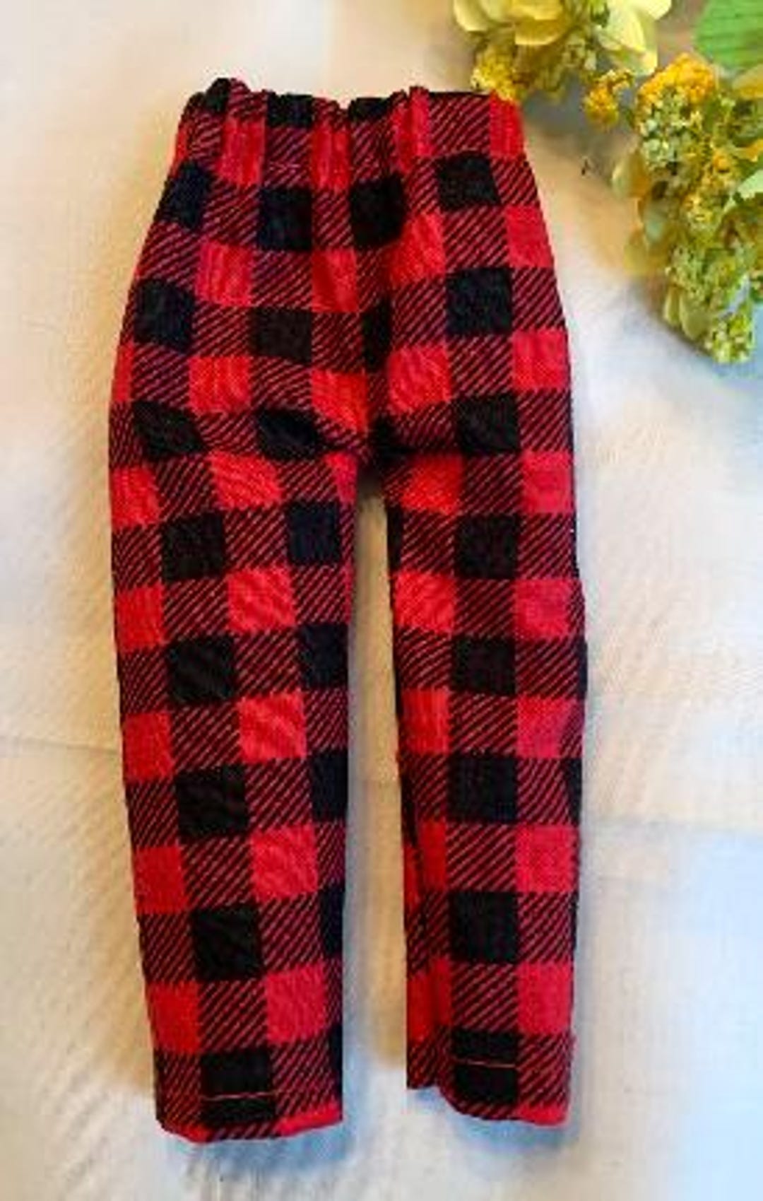 Buffalo Plaid Red and Black Elf Pants by Christmas Shelf Clothes for 12 ...