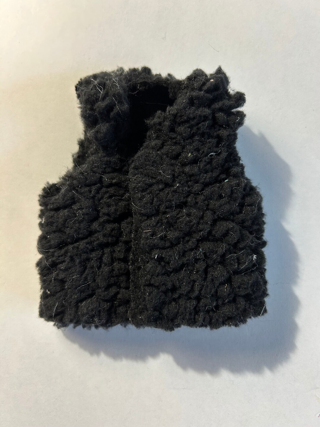 Black Fluffy Sherpa Elf Vest by Christmas Shelf Clothes for 12 Inch ...