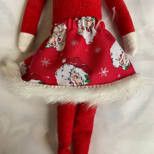 Red Santa Face Elf Skirt With Glitter by Christmas Shelf | Etsy