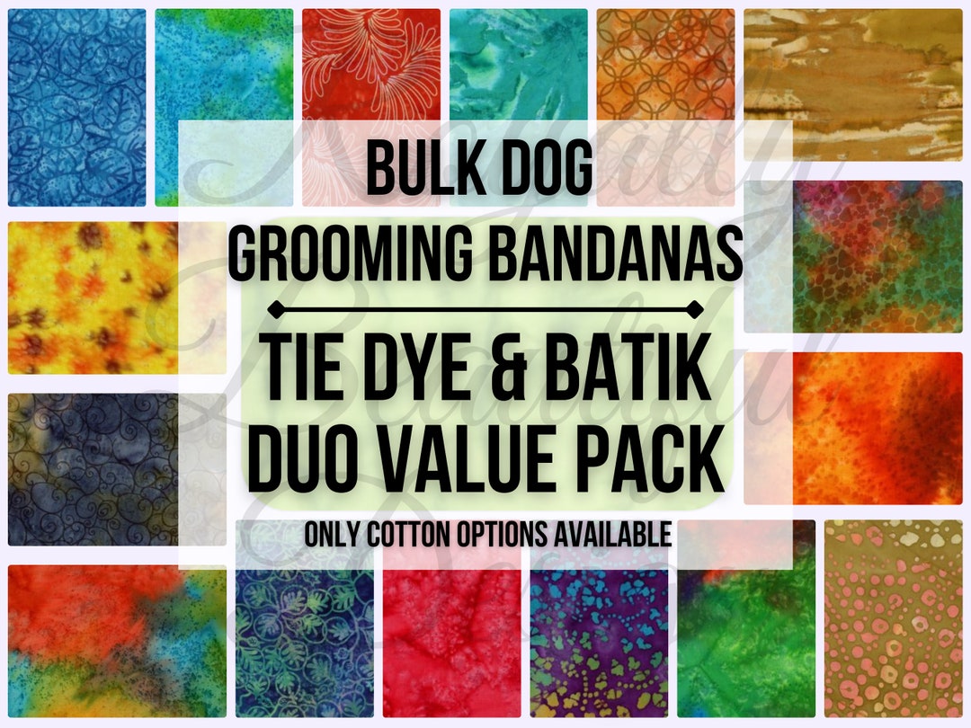 Tie Dye Batik Dog Grooming Bandanas: Cotton Value Pack - Etsy