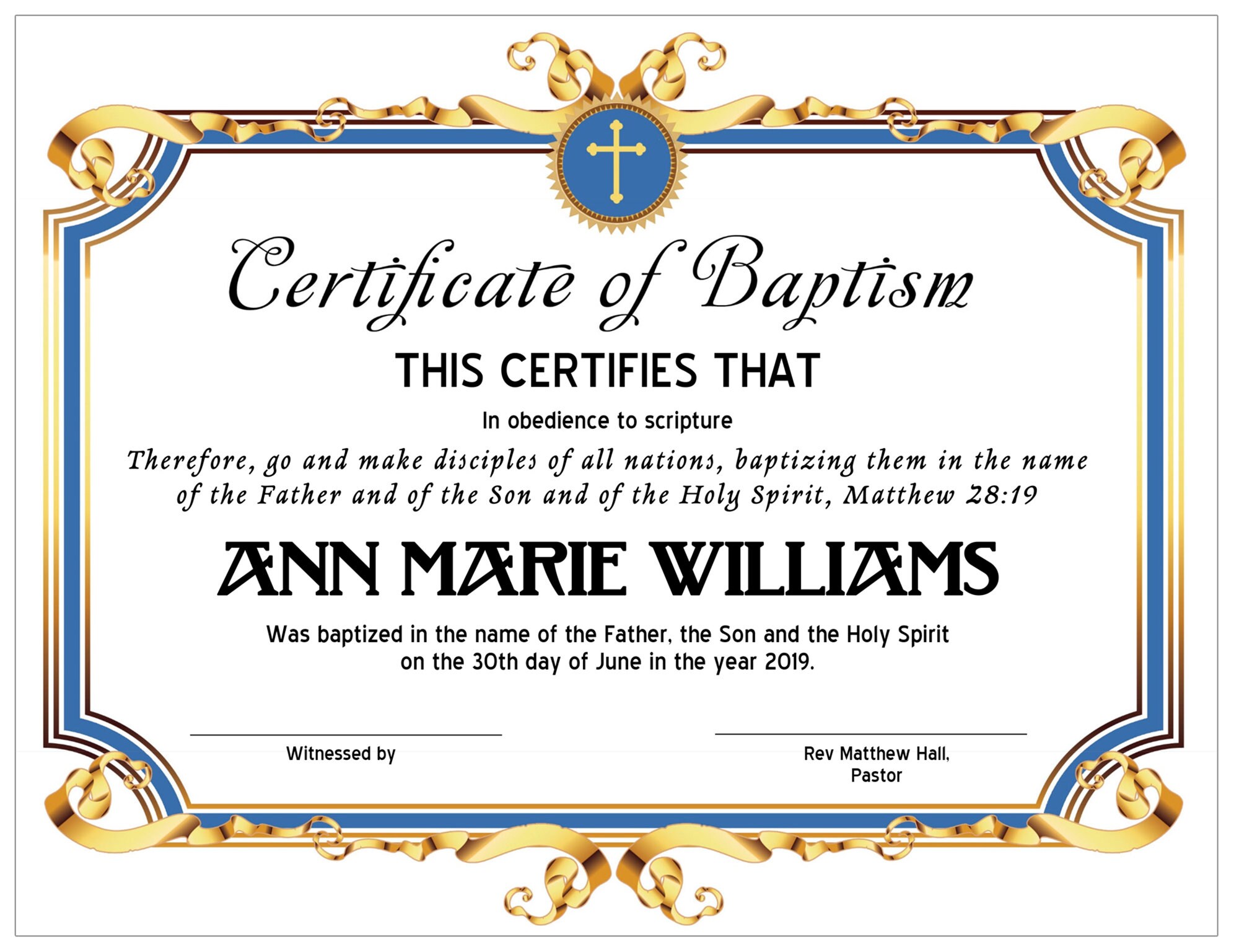 Plantilla De Certificado De Bautismo 8 5x11 Editar En Etsy M xico