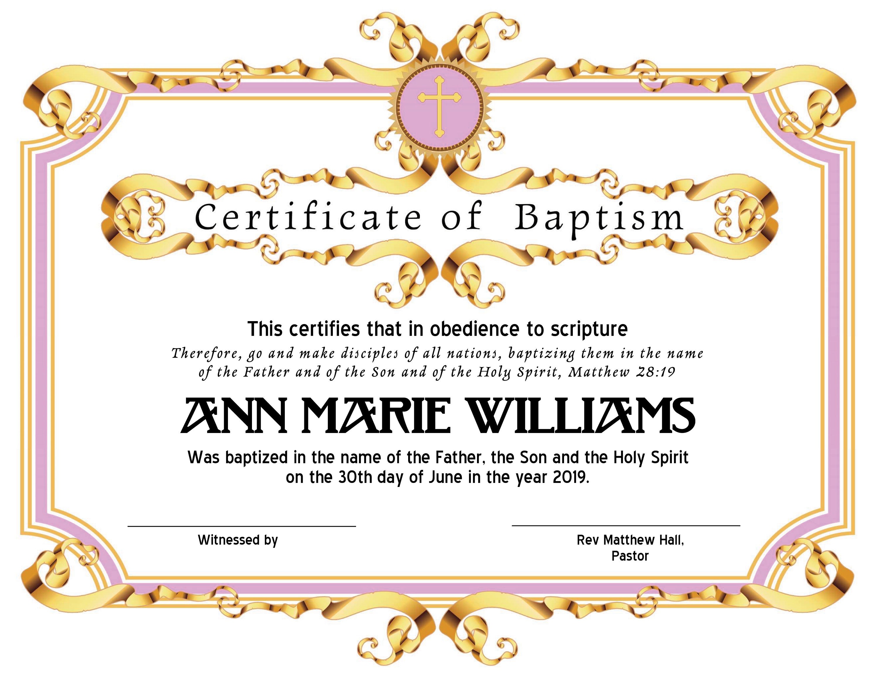 8.5x11 Plantilla de certificado de bautismo Editar en - Etsy España