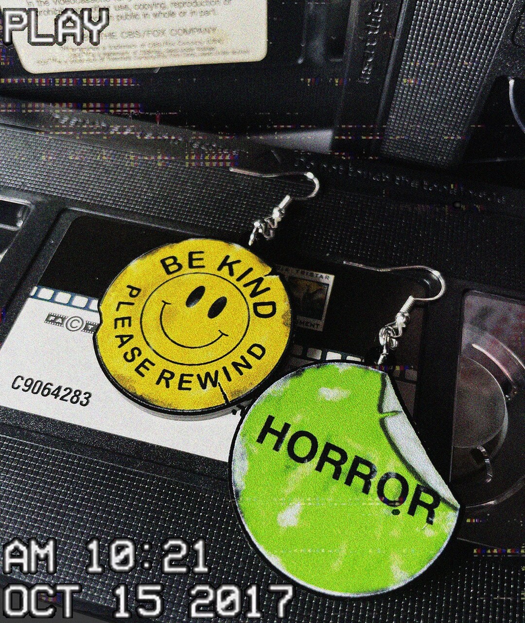 Be Kind Please Rewind VHS Horror Sticker Earrings - Etsy