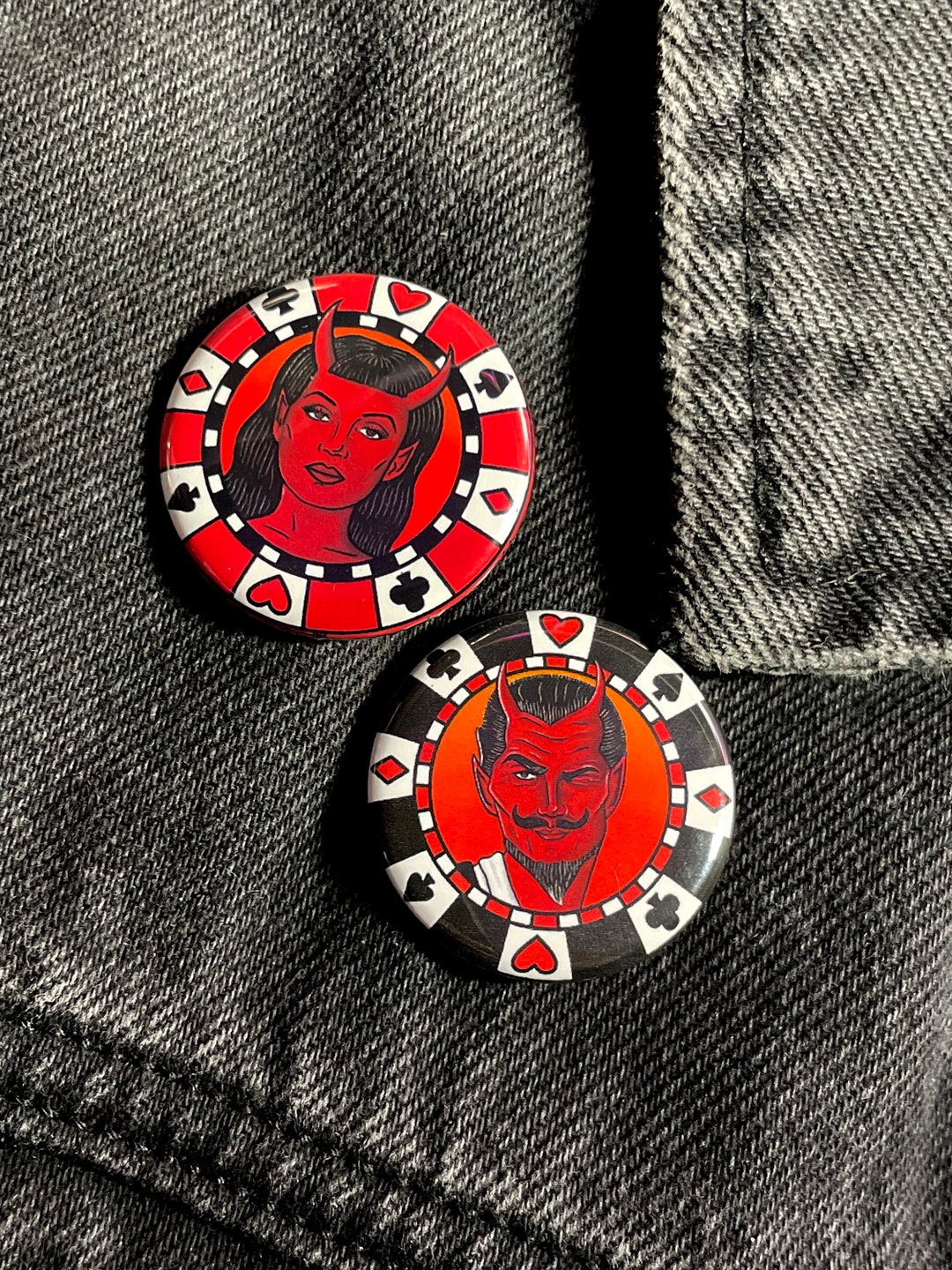 Devils Poker Chip Button Badges - Etsy