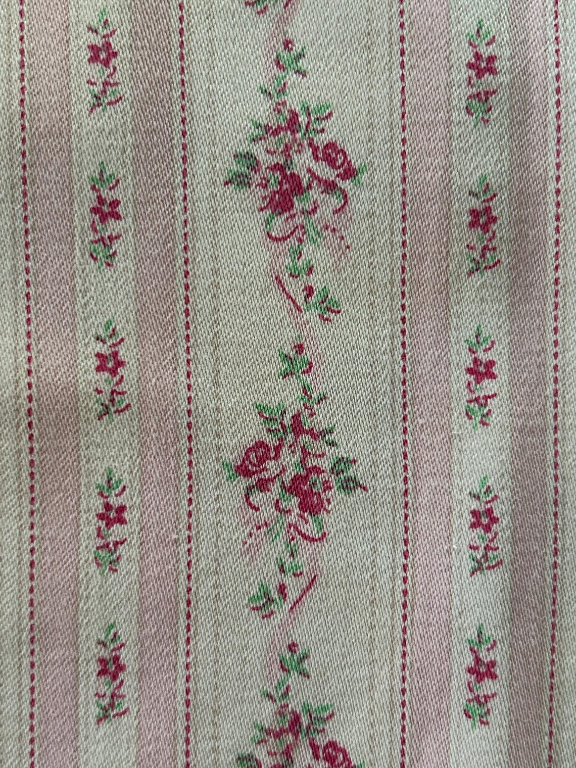 Sweet Pink Flower Sprigs, Ribbon, Bows Stripe Fabric - Etsy Canada