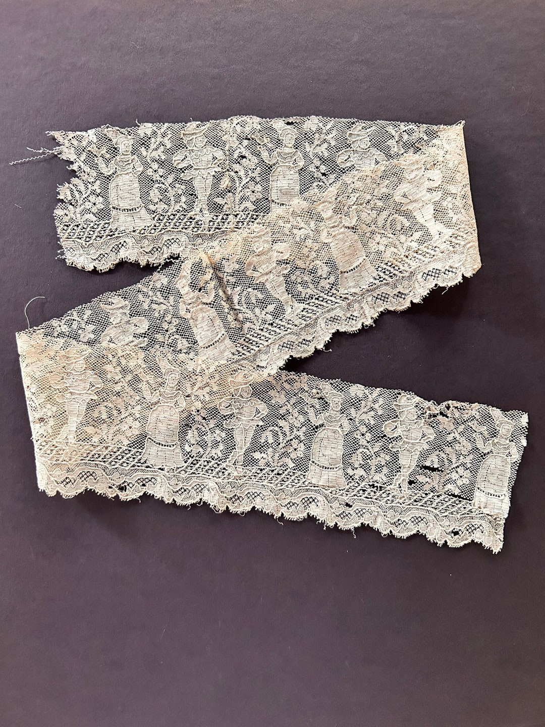 Antique Mechlin Lace: Man & Woman Motifs, Picot Edge - Etsy