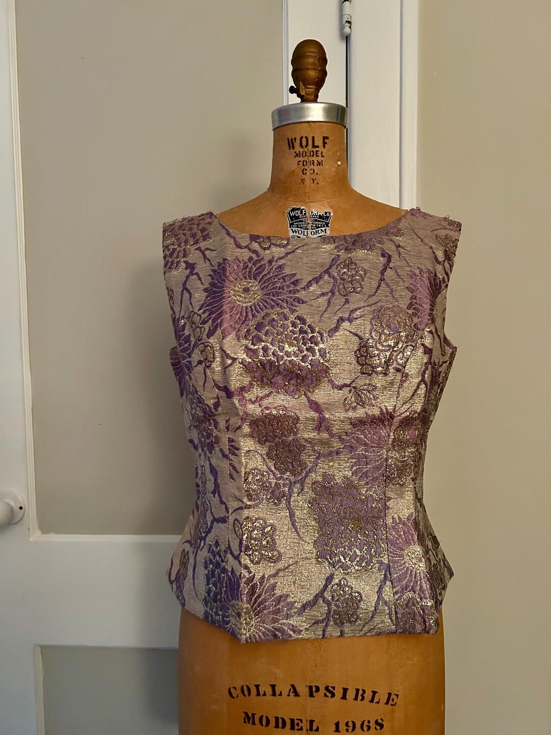 Elegant 1960s Floral Mums Metallic Jacquard Blouse - Etsy