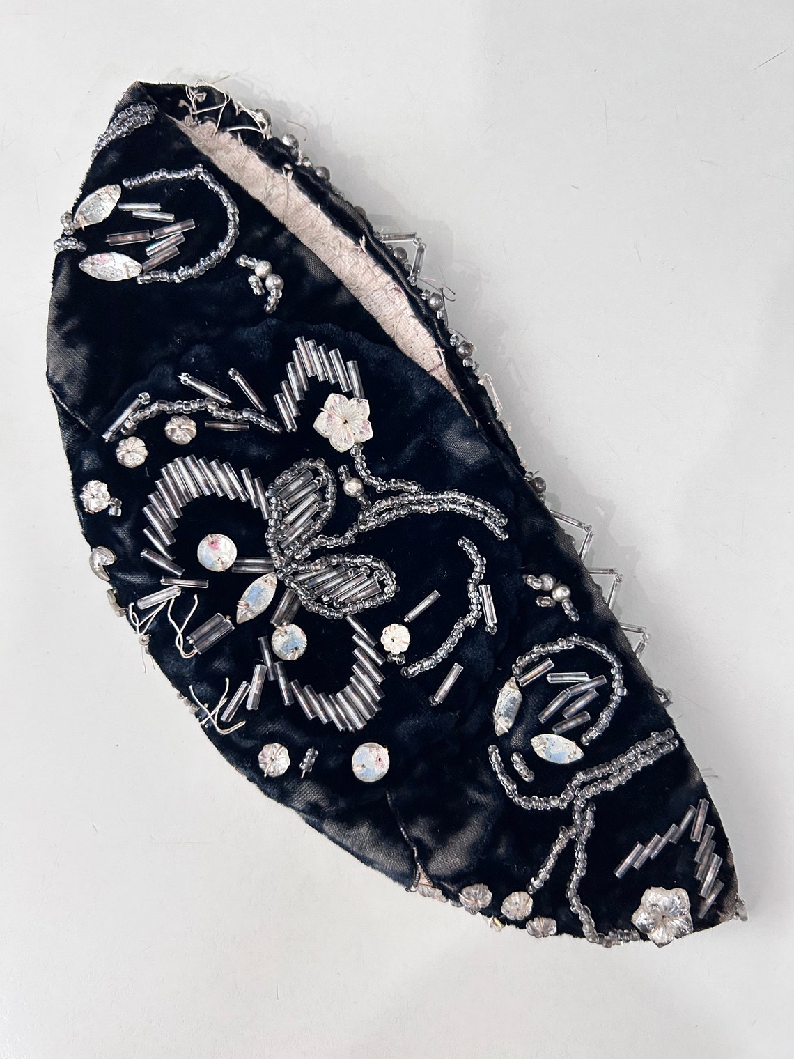 One of a Kind 1900s Beaded Floral & Leaf Black Velvet Cap - Etsy