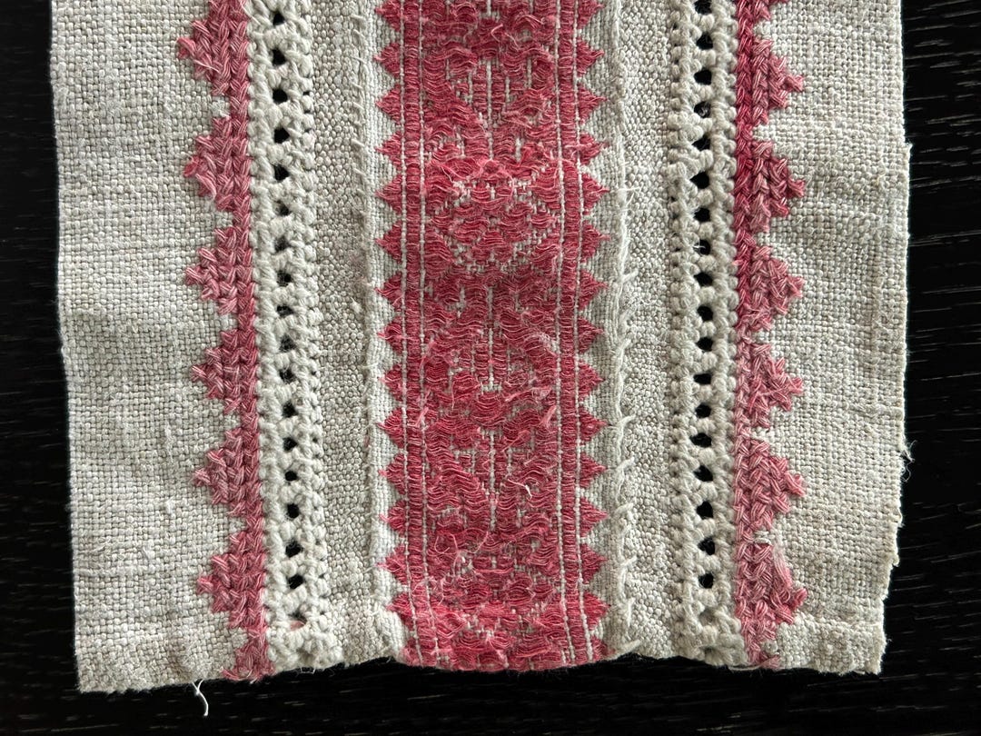 Eastern European Red Cross-stitch Border on Vintage Handloomed Linen - Etsy