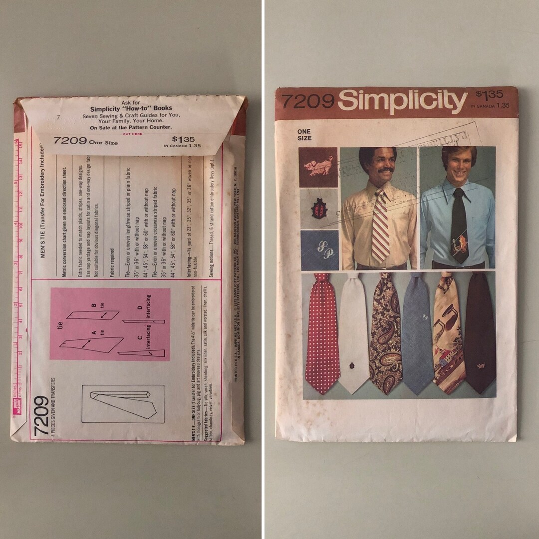 Men's Tie Pattern Original Never Used 1975 Simplicity - Etsy