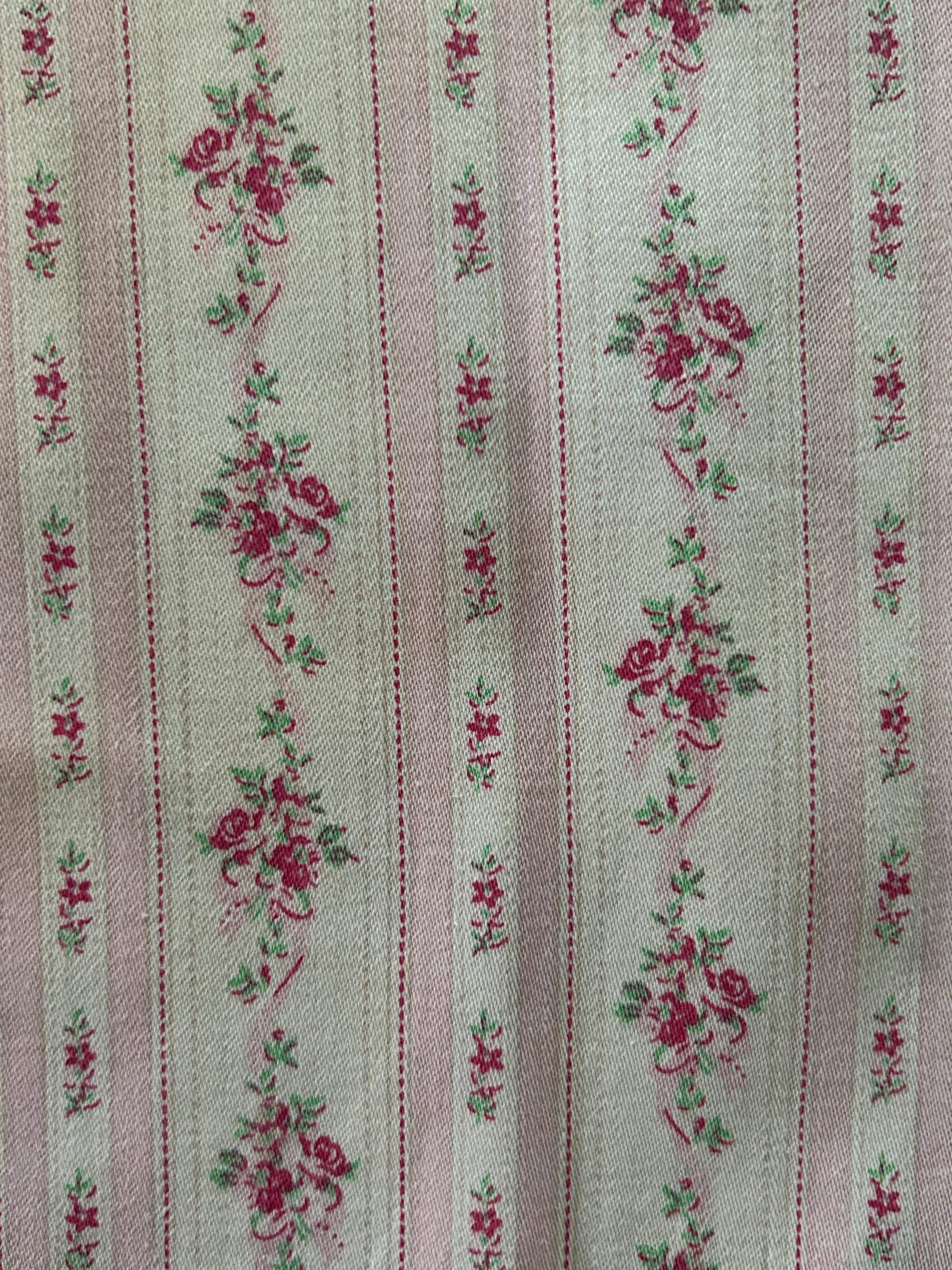 Sweet Pink Flower Sprigs, Ribbon, Bows Stripe Fabric - Etsy