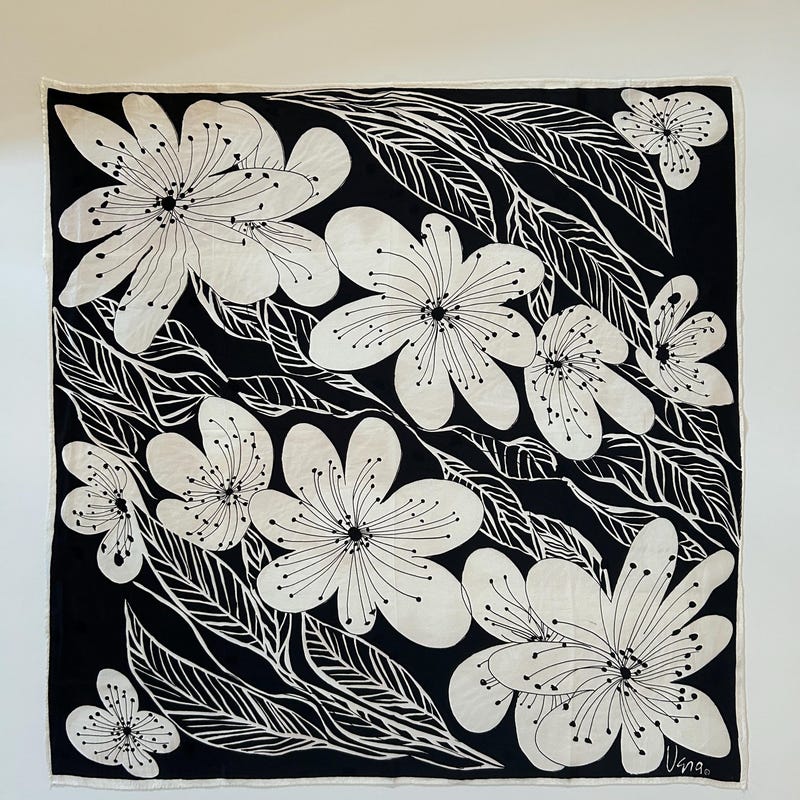 Vera Neumann Black Scarf - Etsy UK