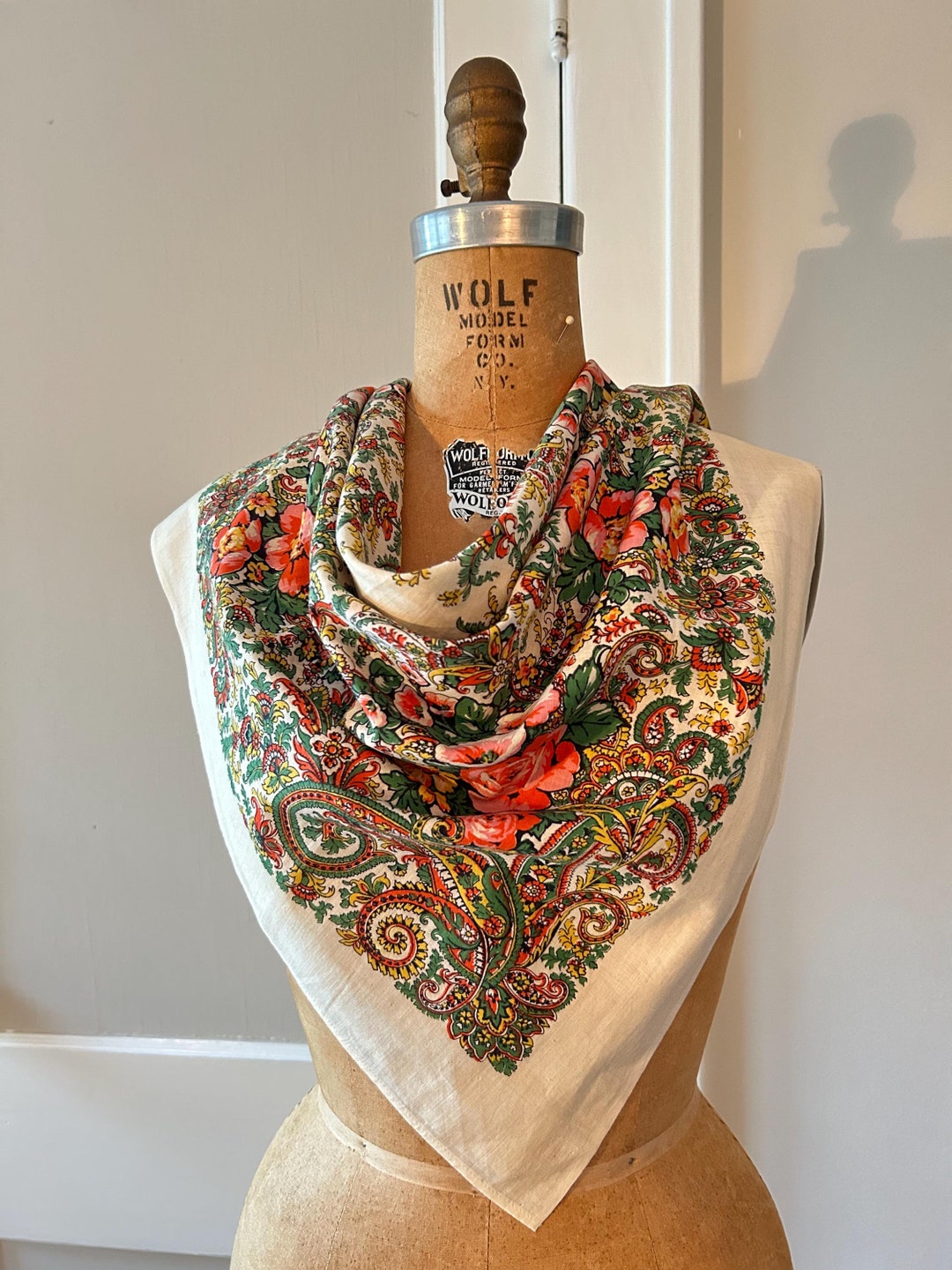 Traditional Hungarian Babushka Style Scarf W/ Roses & Paisleys - Etsy
