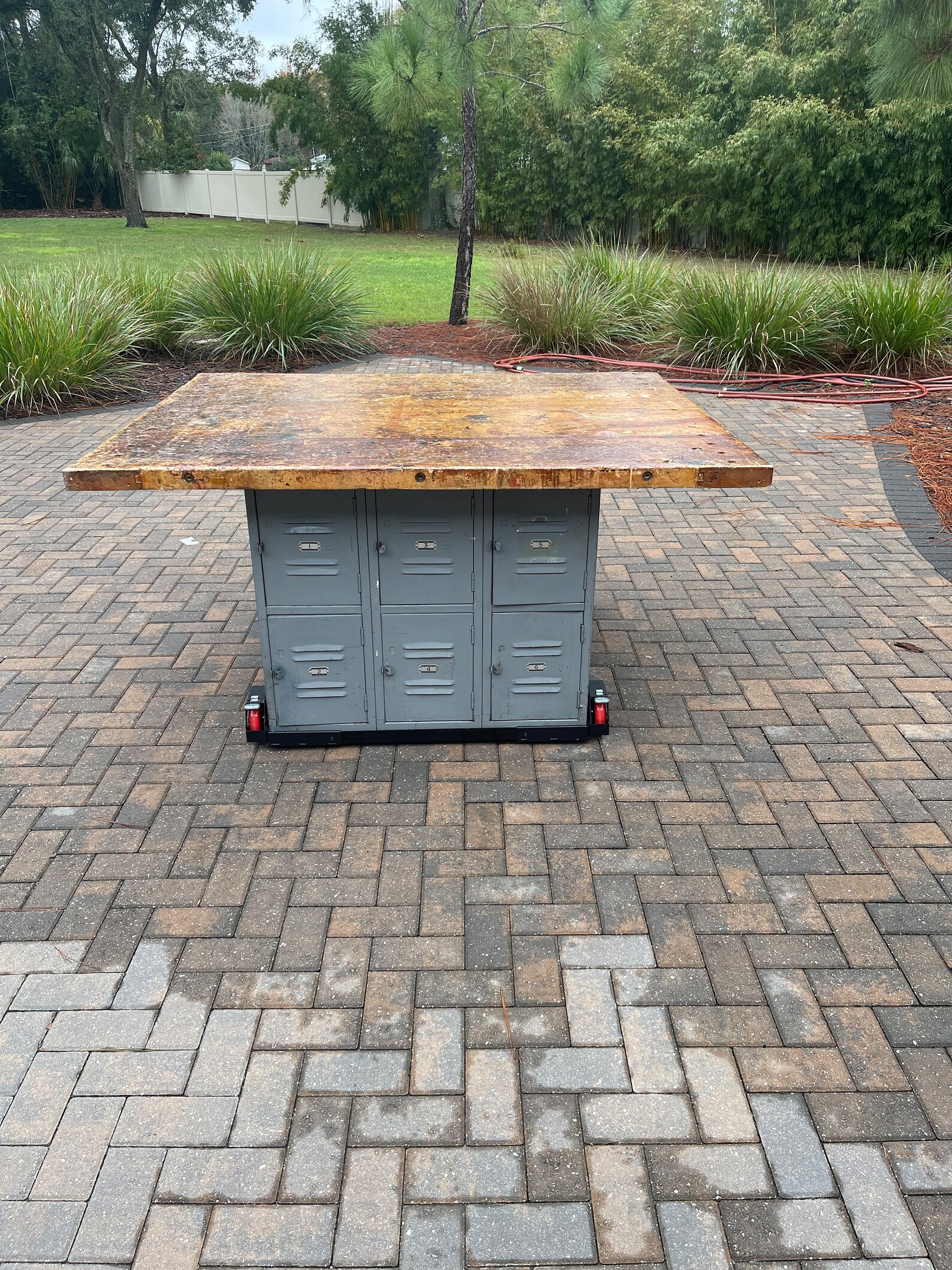 Vintage Heavy-duty, Extra-large Butcher Block Top Workbench With All ...