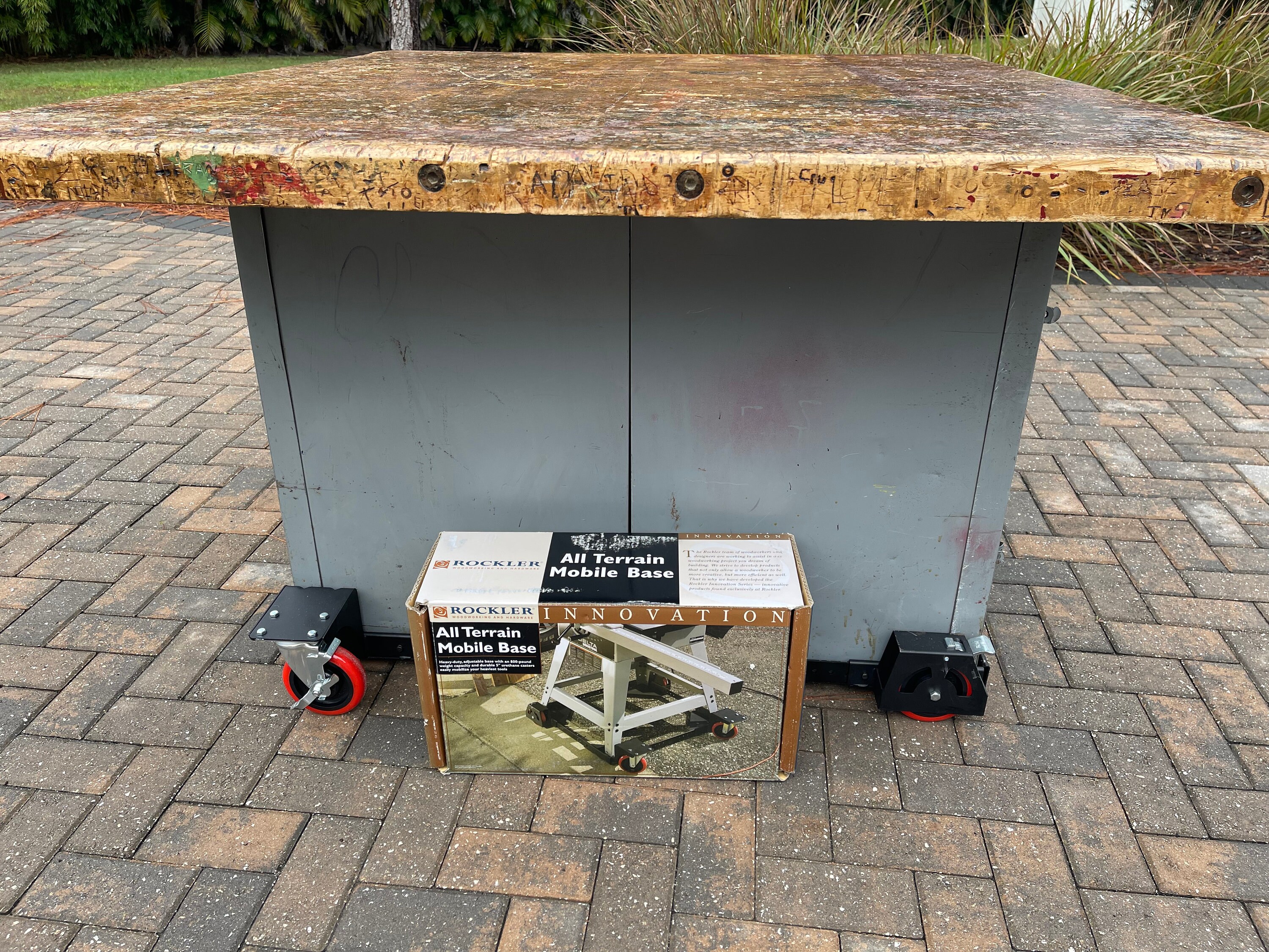 Vintage Heavy-duty, Extra-large Butcher Block Top Workbench With All ...
