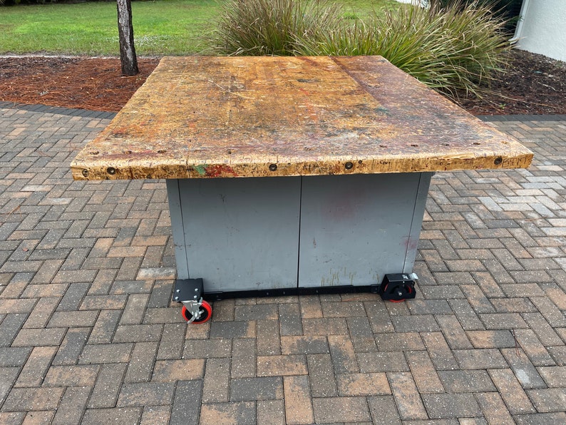 Vintage Heavy-duty, Extra-large Butcher Block Top Workbench With All ...