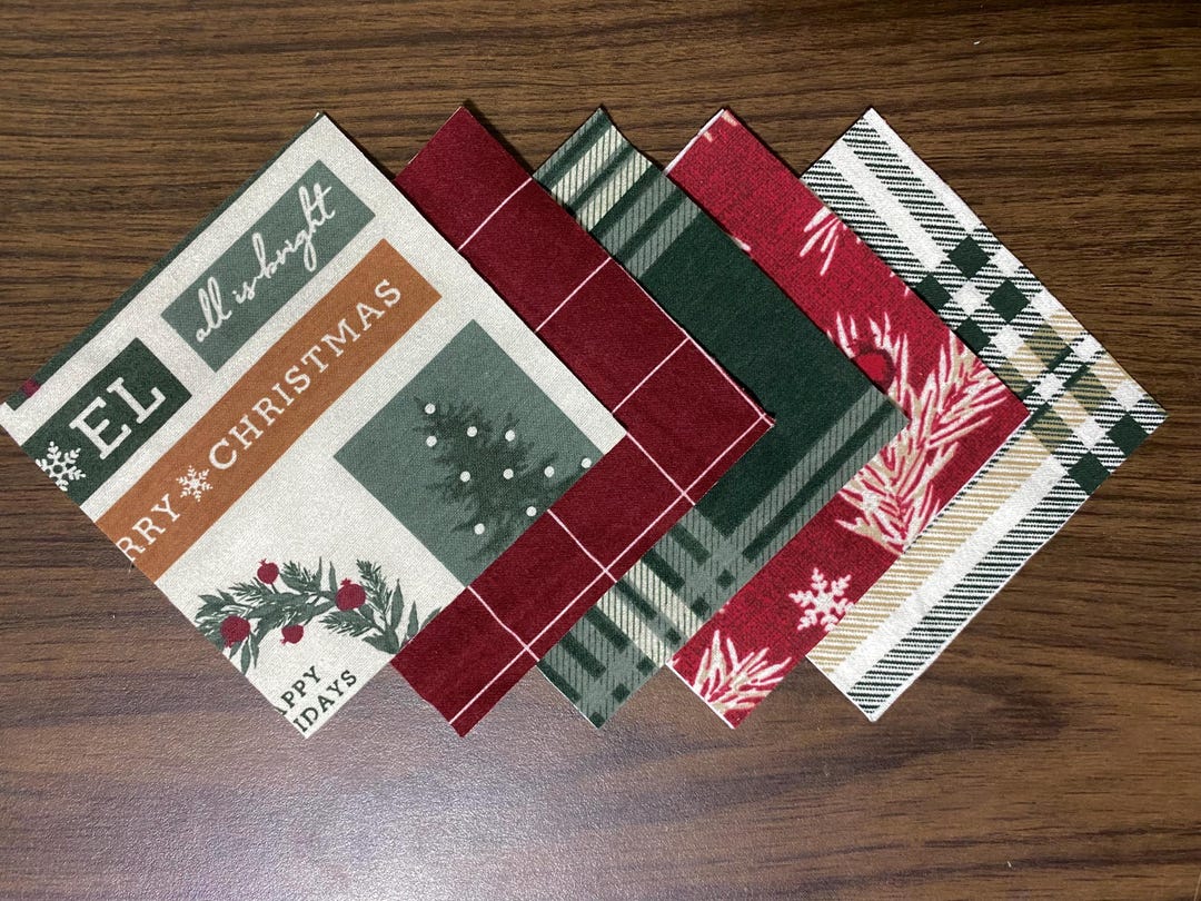 Christmas Plaid Flannel Fabric Squares: 5" Charm Pack, Rag Quilt Kit ...