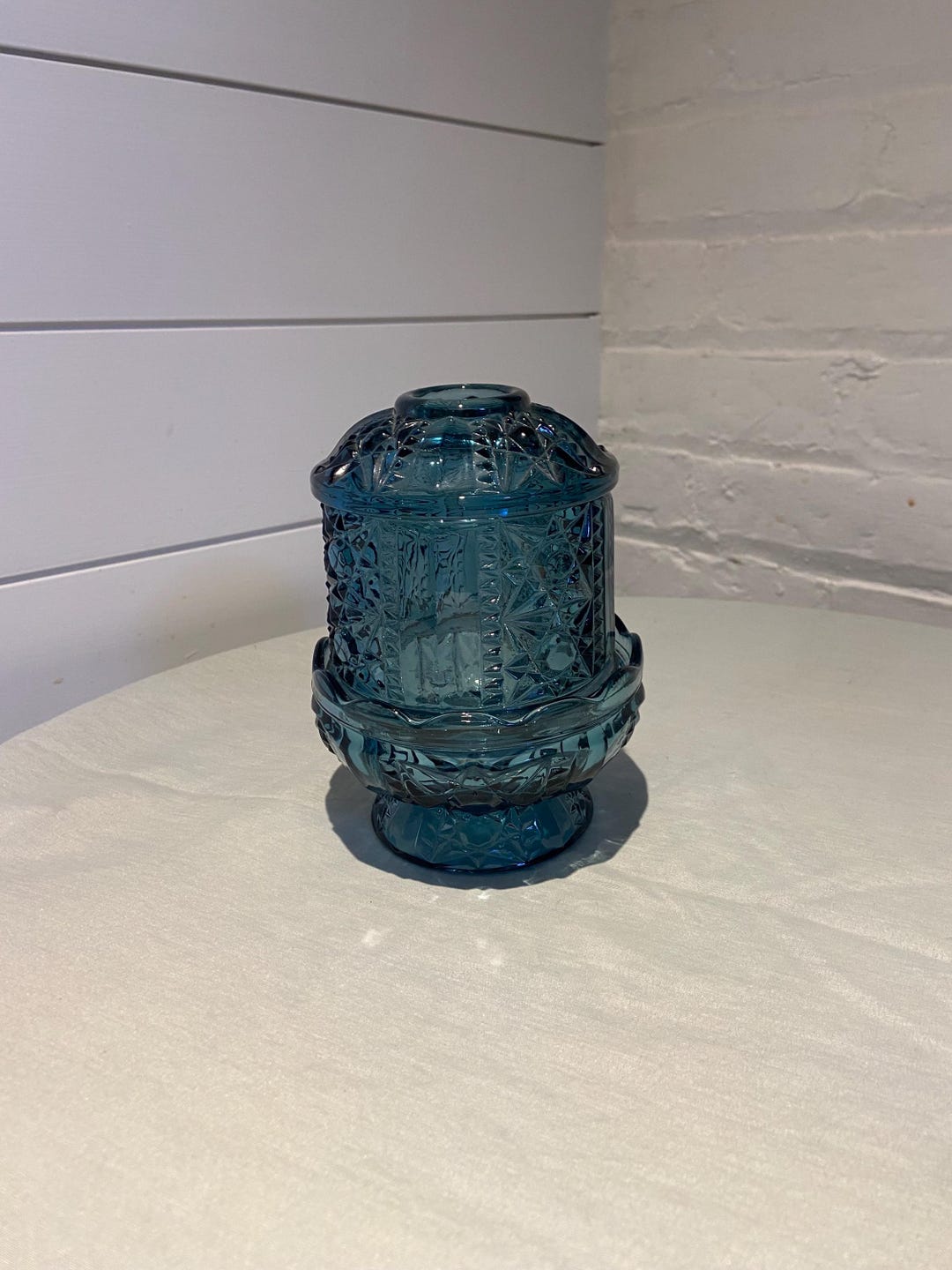 Vintage Indiana Glass Blue Stars and Bars Fairy Lamp - Etsy