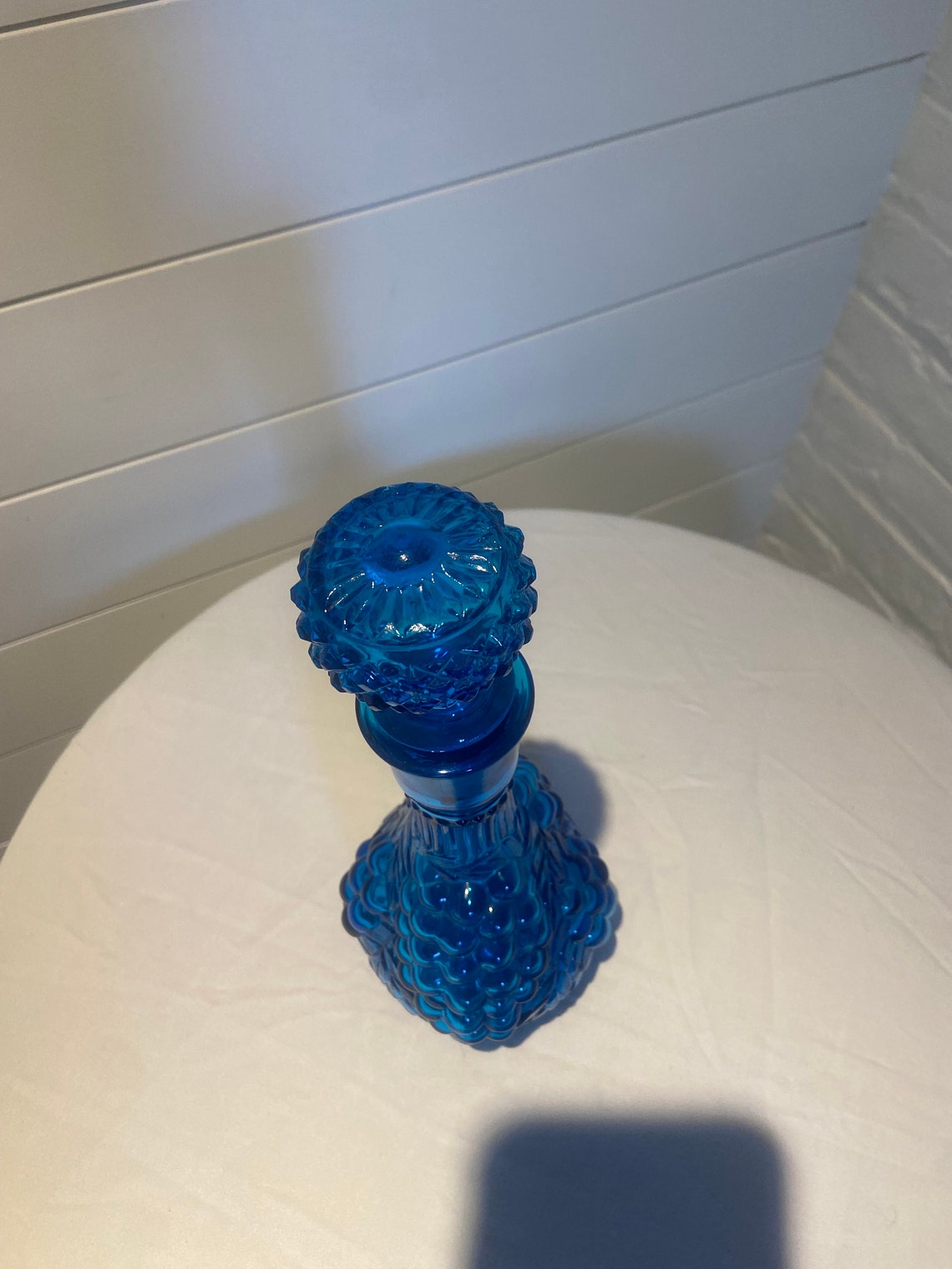 Vintage Italian Grape Clusters Blue Glass Decanter - Etsy