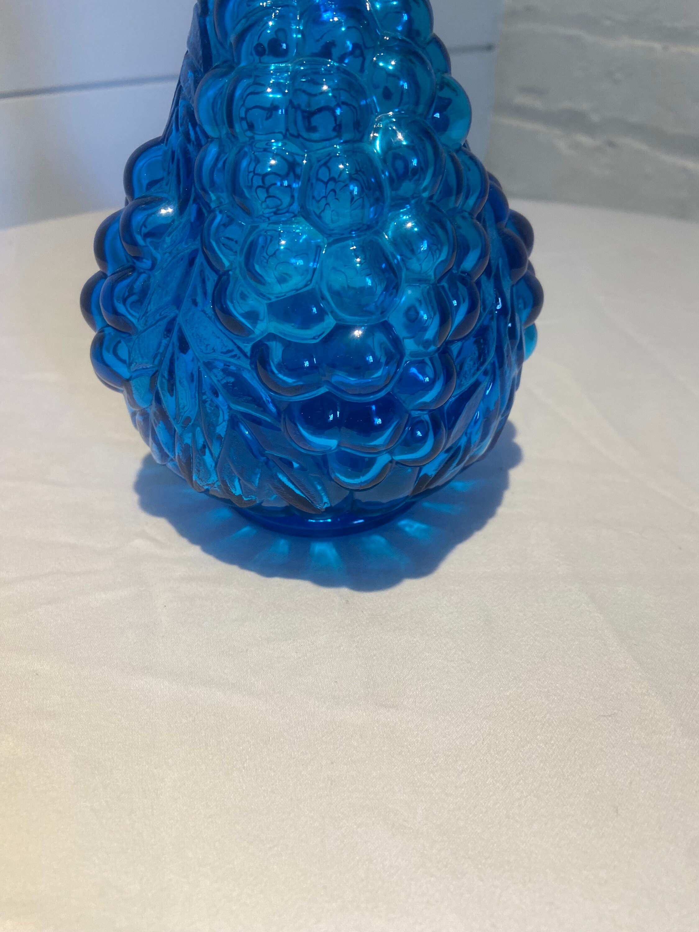 Vintage Italian Grape Clusters Blue Glass Decanter - Etsy
