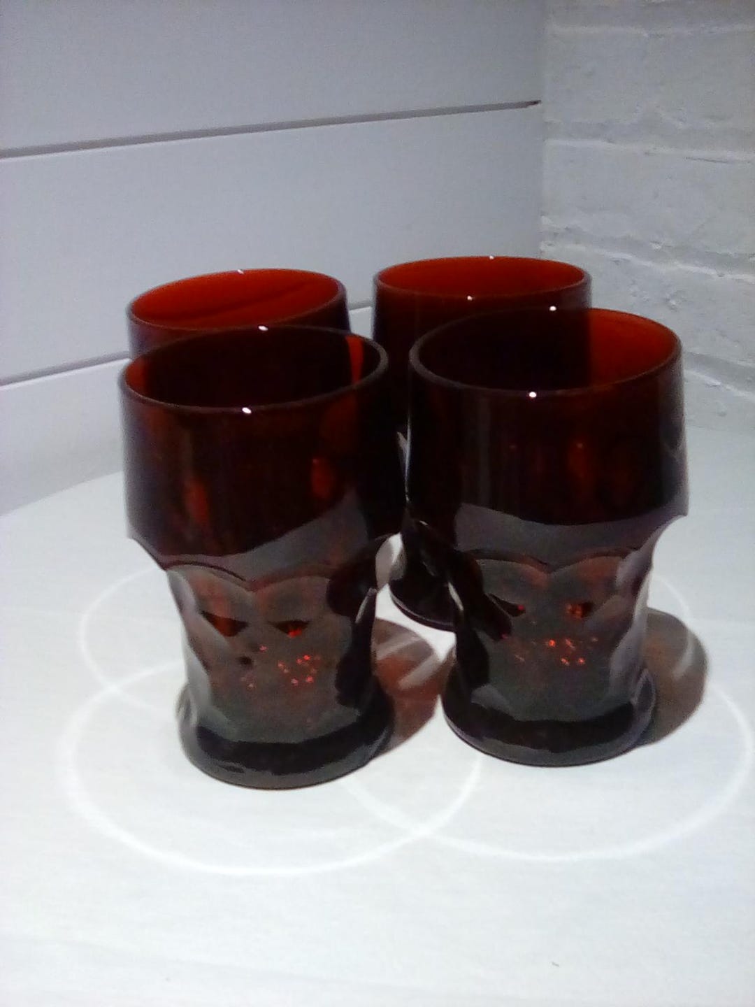 4 Vintage Viking Ruby Red Glass Georgian Tumblers - Etsy
