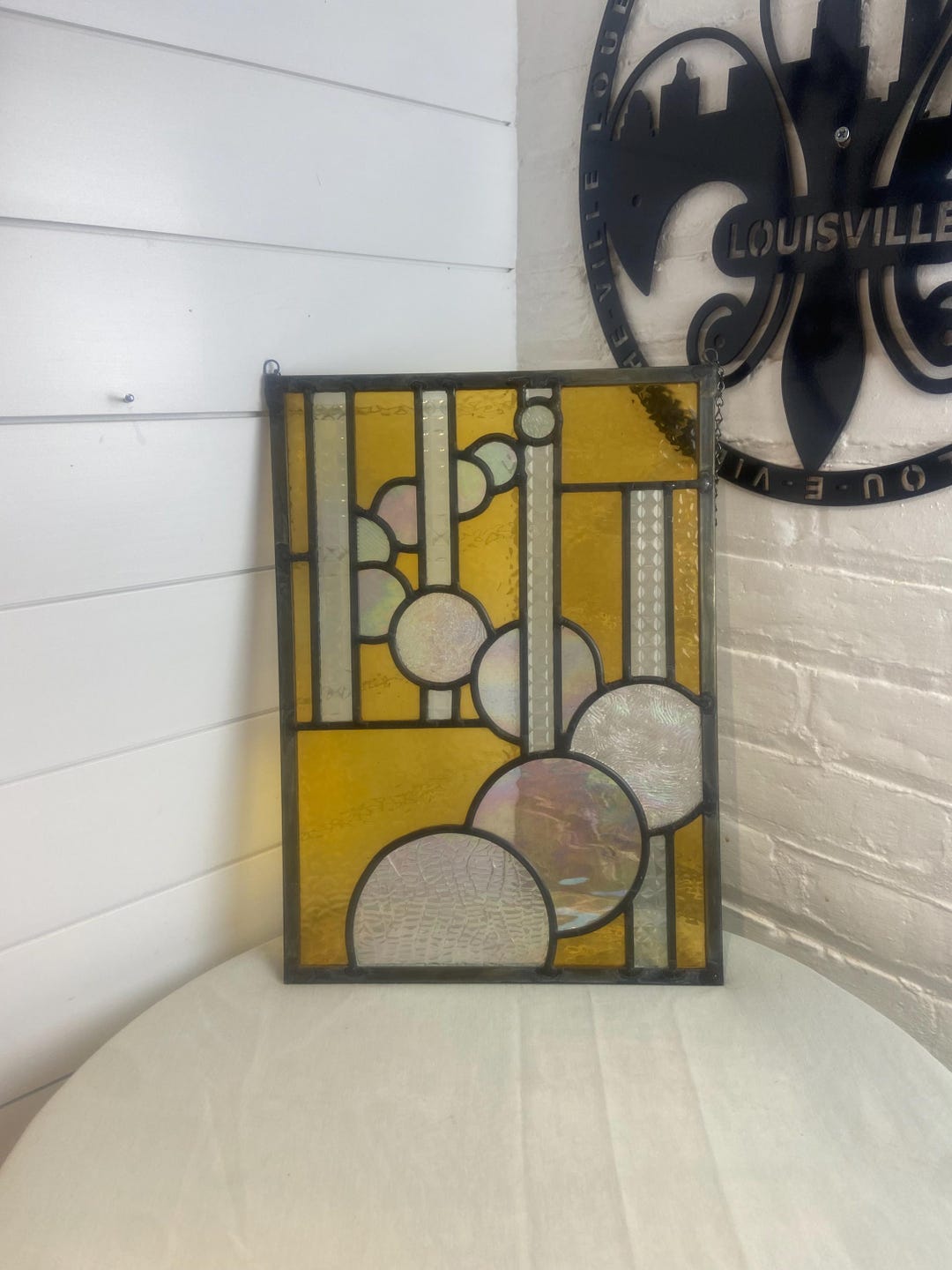 Vintage MCM Graduated Circles Pattern Stain Glass Window. - Etsy