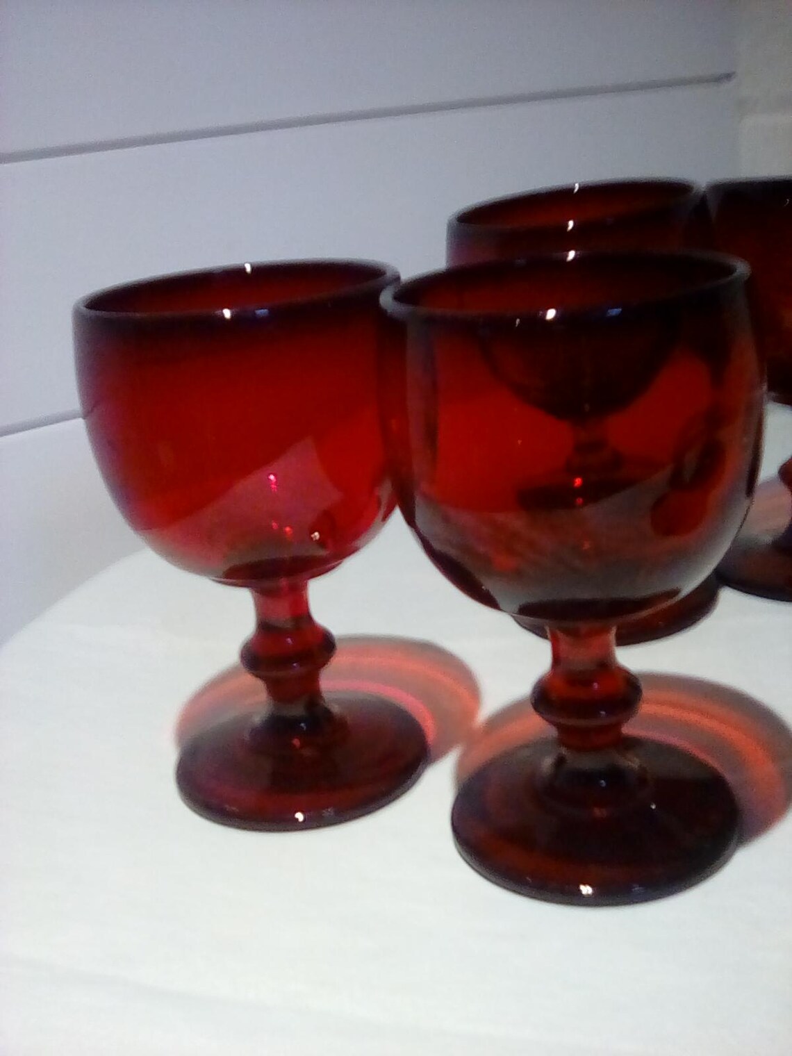 7 Vintage Hoffman House Ruby Red Glass Goblets - Etsy