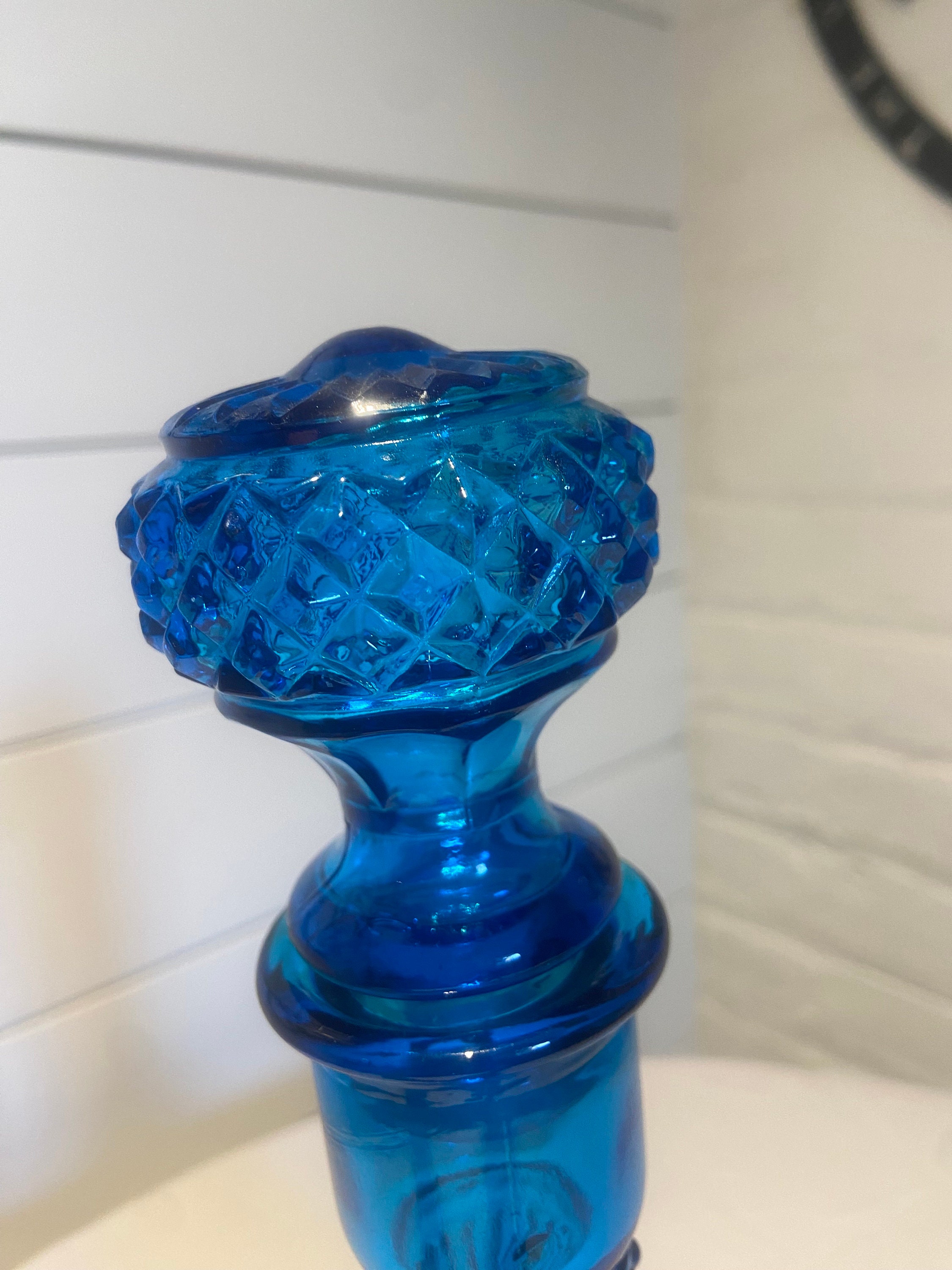 Vintage Italian Grape Clusters Blue Glass Decanter - Etsy