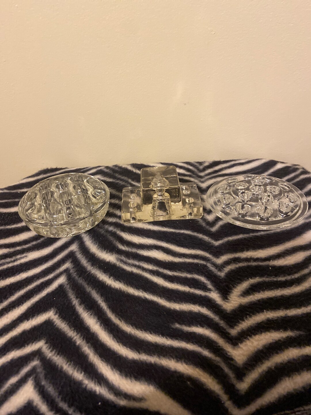 3 Large Clear Glass Flower Frogs - Etsy