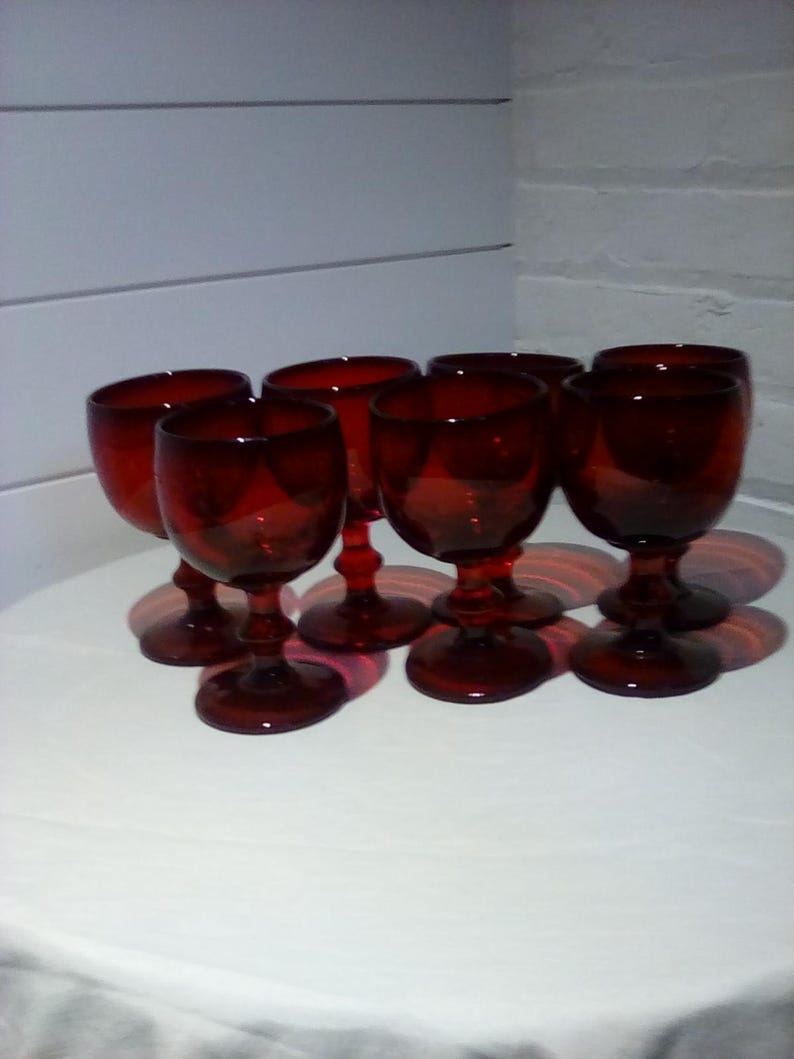 7 Vintage Hoffman House Ruby Red Glass Goblets - Etsy