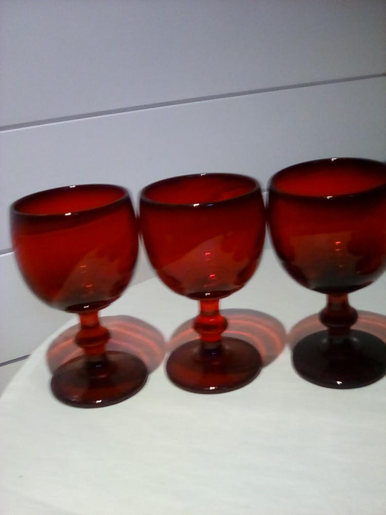 7 Vintage Hoffman House Ruby Red Glass Goblets - Etsy