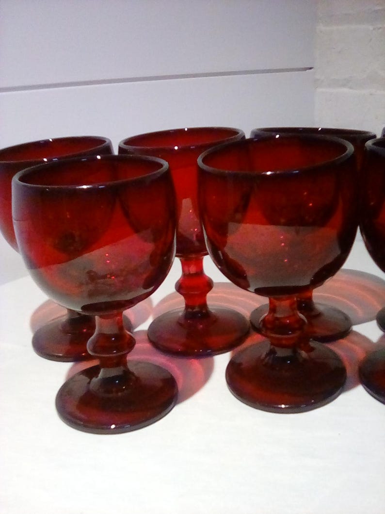 7 Vintage Hoffman House Ruby Red Glass Goblets - Etsy