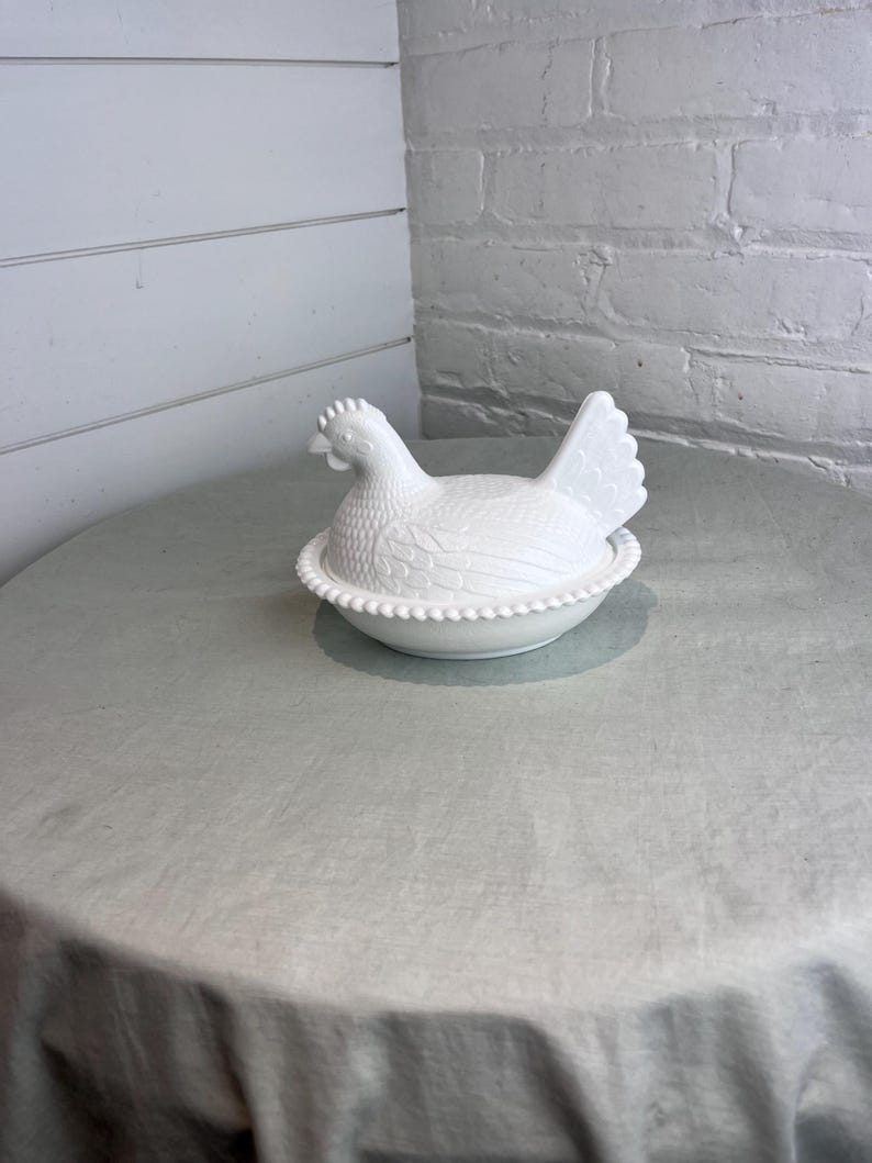 Vintage Indiana Milk Glass Large Hen on a Nest Candy Dish - Etsy