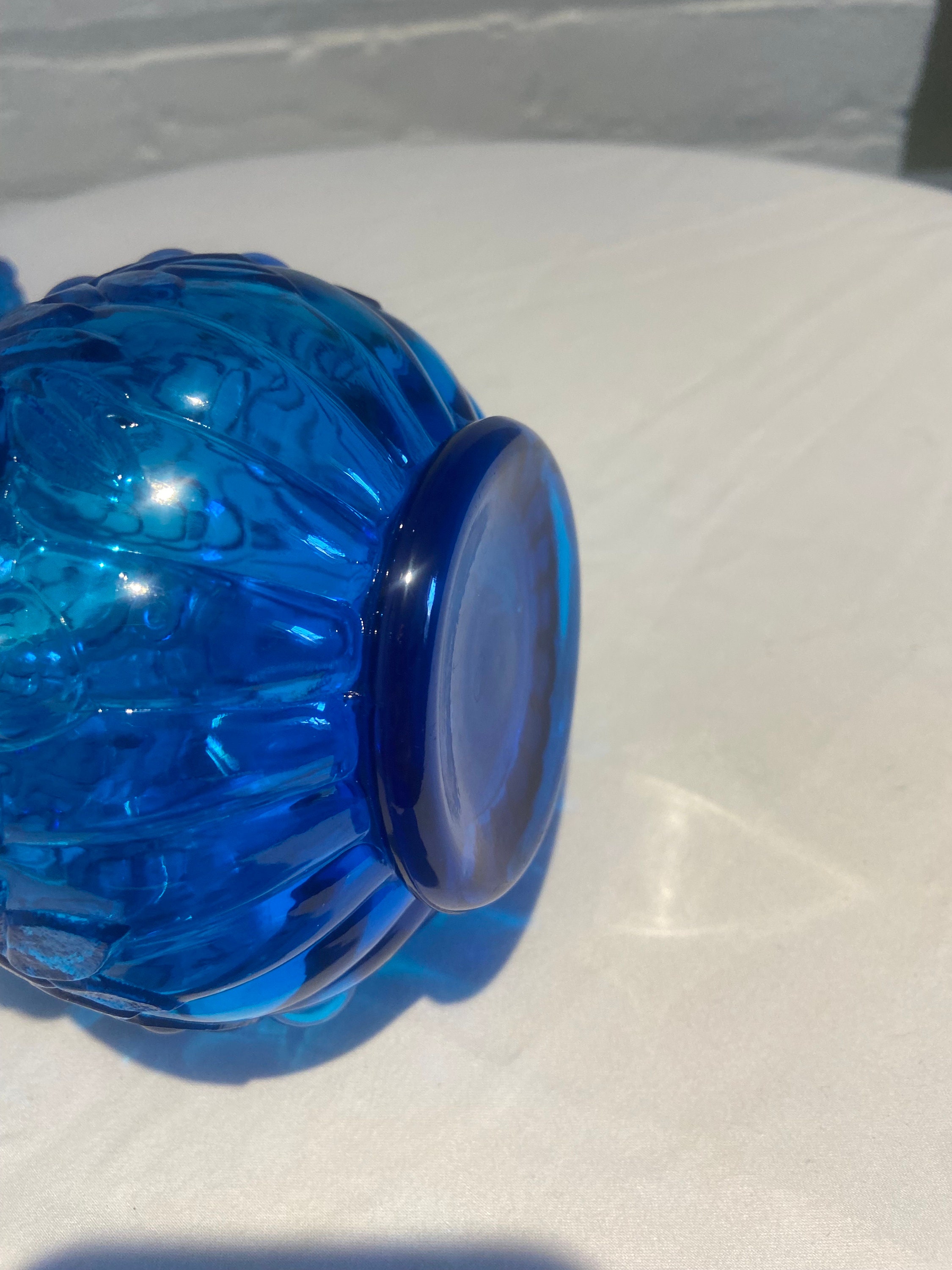 Vintage Italian Grape Clusters Blue Glass Decanter - Etsy