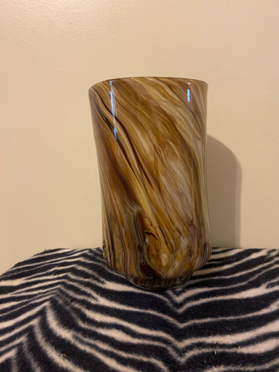 Handblown Brown Marbleized Art Glass Vase - Etsy