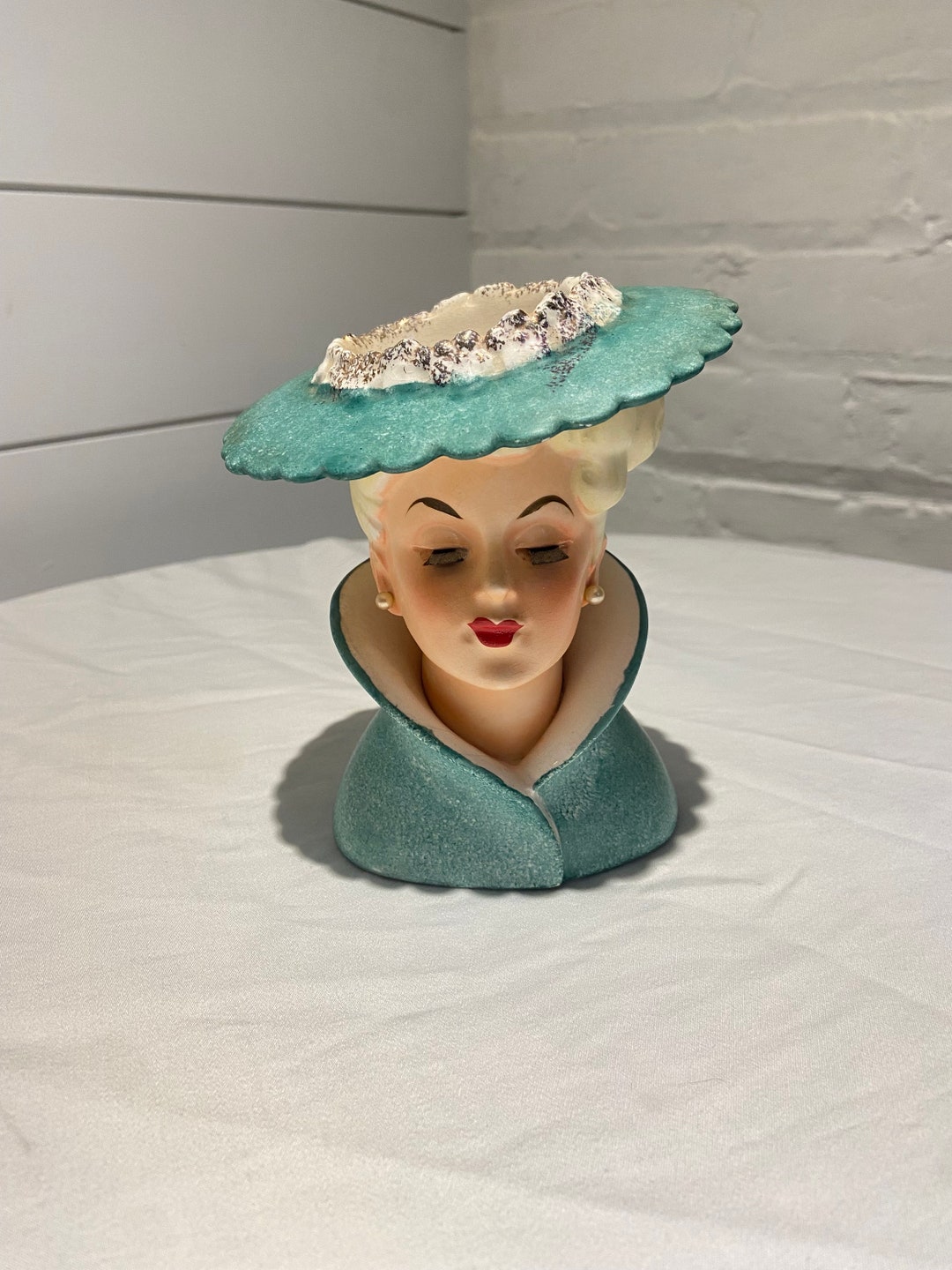 Vintage 1959 Napco C3815C Lady Head Vase With High Collar - Etsy