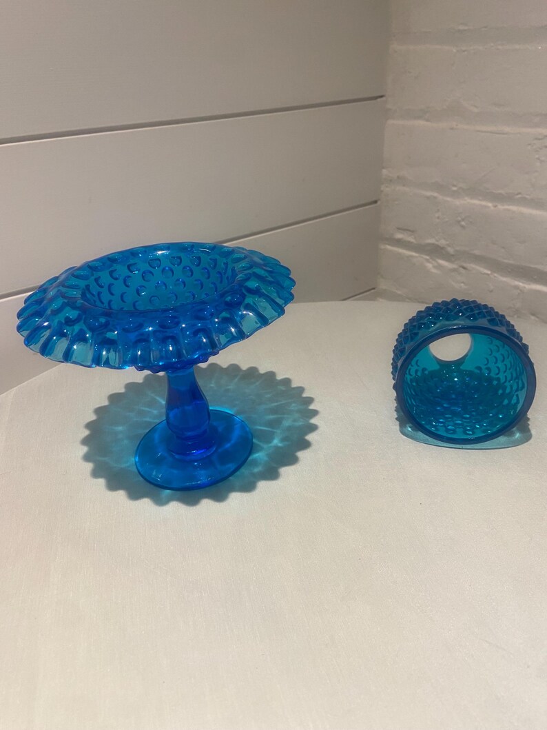 Vintage Fenton Colonial Blue Glass Pedestal Fairy Lamp - Etsy